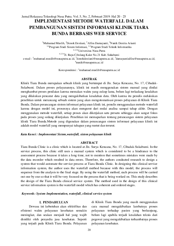 (PDF) Implementasi Metode Waterfall Dalam Pembangunan Sistem Informasi Klinik Tiara Bunda ...