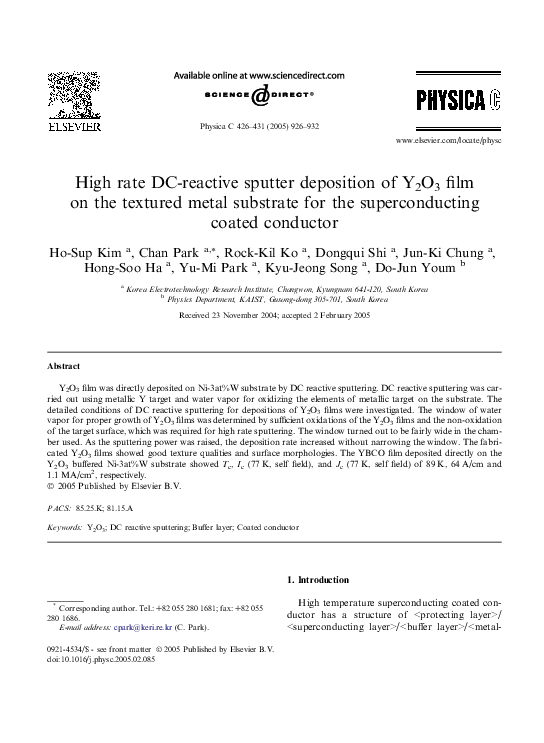 (PDF) High rate DC-reactive sputter deposition of Y2O3 film on the ...