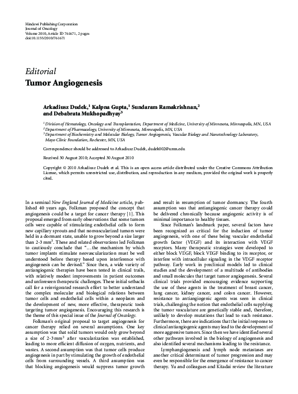(PDF) Tumor Angiogenesis