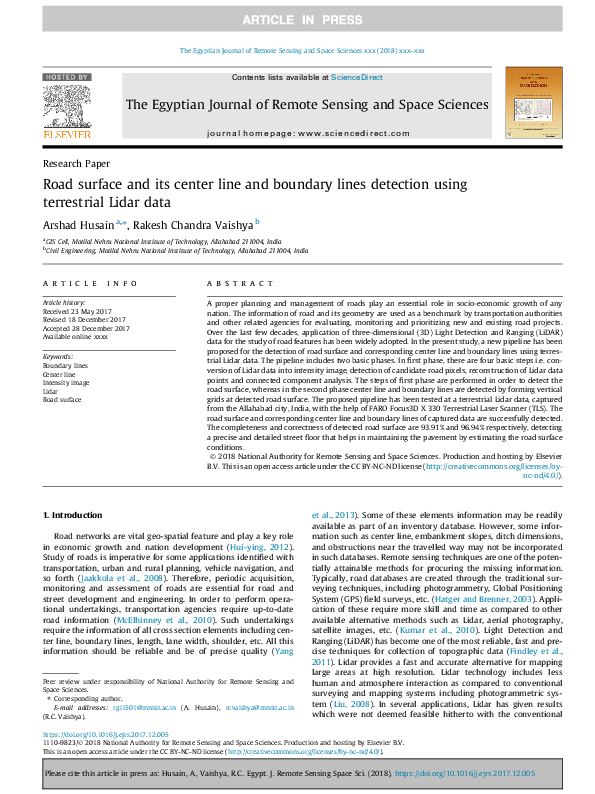 Pdf Road Surface And Its Center Line And Boundary Lines Detection Using Terrestrial Lidar Data