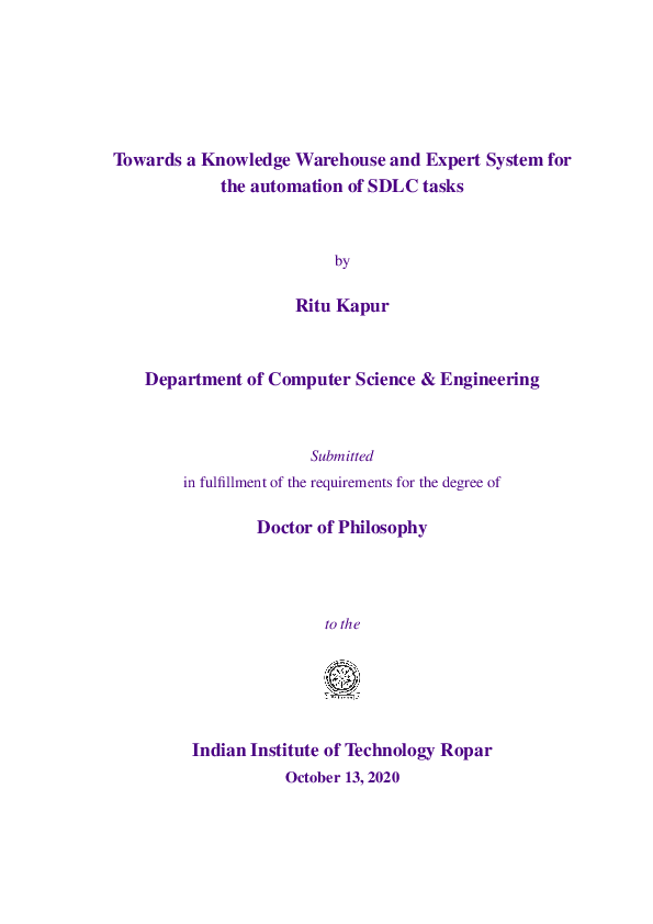 (PDF) Thesis: Developing Knowledge-based systems for the automation of SDLC tasks