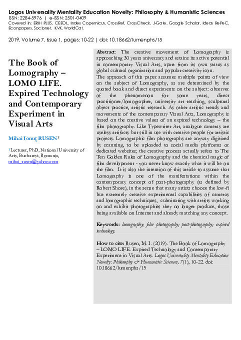 (PDF) Lomography: Expired Technology in Visual Arts