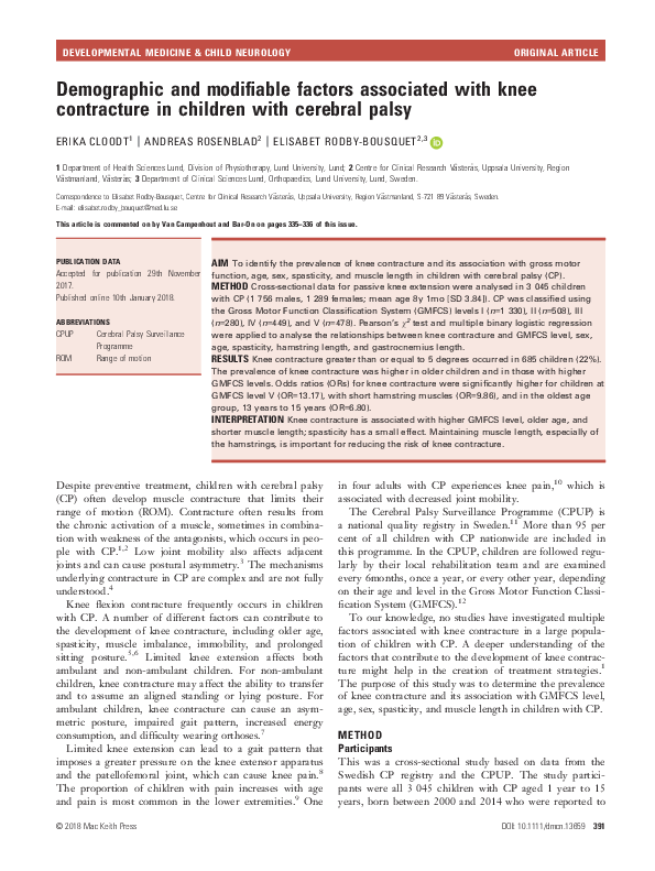 (PDF) Demographic and modifiable factors associated with knee ...