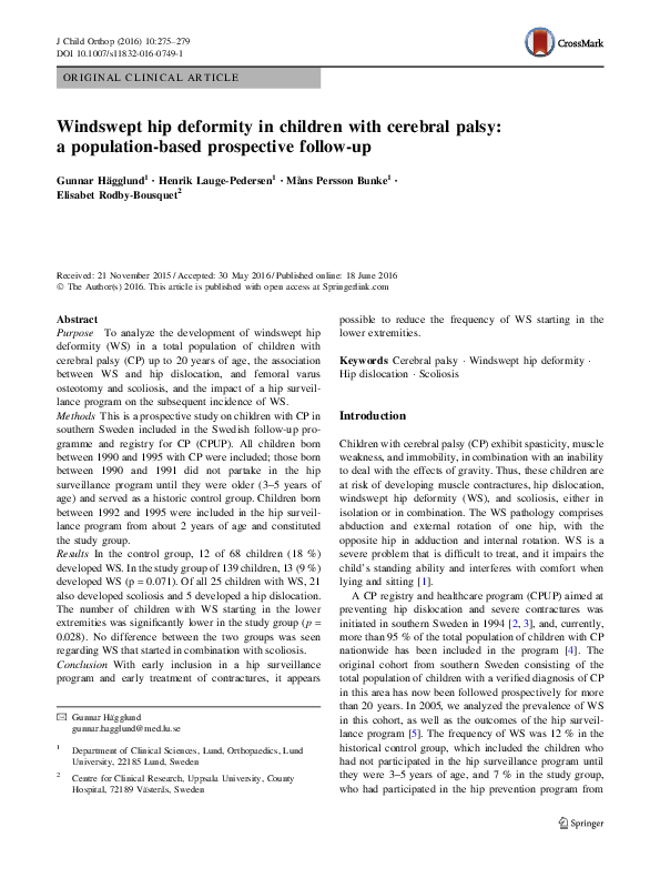 (PDF) Windswept hip deformity in children with cerebral palsy
