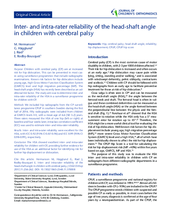 (PDF) Inter- and intra-rater reliability of the head-shaft angle in ...