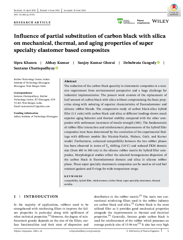 Pdf Influence Of Partial Substitution Of Carbon Black With Silica On