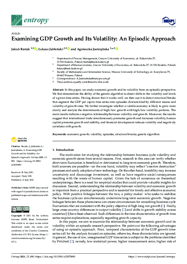 (PDF) Examining GDP Growth and Its Volatility: An Episodic Approach