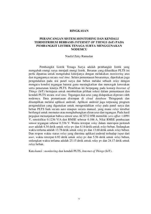 Pdf Perancangan Sistem Monitoring Dan Kendali Terdistribusi Berbasis Internet Of Things Iot