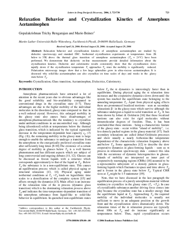 (PDF) Relaxation Behavior and Crystallization Kinetics of Amorphous ...