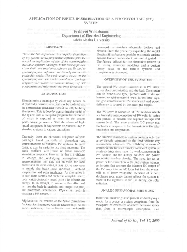 (PDF) Application of PSpice in simulation of a photovoltaic (PV) system