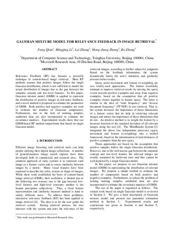 (PDF) Gaussian mixture model for relevance feedback in image retrieval | MINGJING LI - Academia.edu