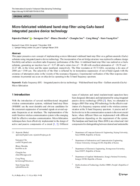(PDF) Micro-fabricated wideband band-stop filter using GaAs-based ...