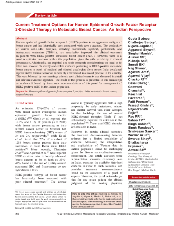 (PDF) Current Treatment Options for Human Epidermal Growth Factor Receptor 2-Directed Therapy in ...