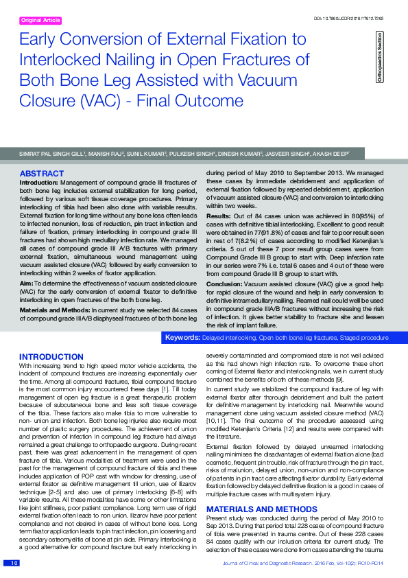 (PDF) Early Conversion of External Fixation to Interlocked Nailing in Open Fractures of Both ...