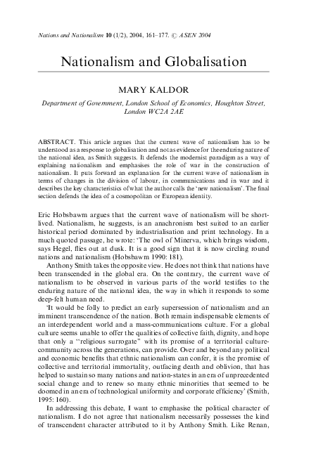(PDF) Nationalism and Globalisation