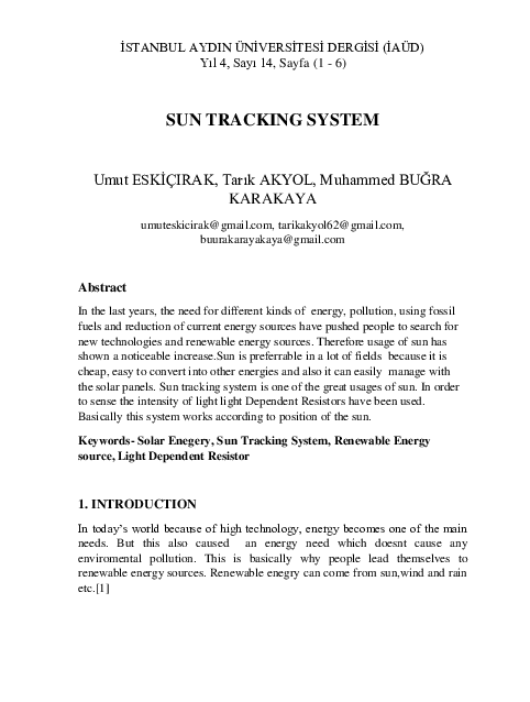 (PDF) Sun Tracking System