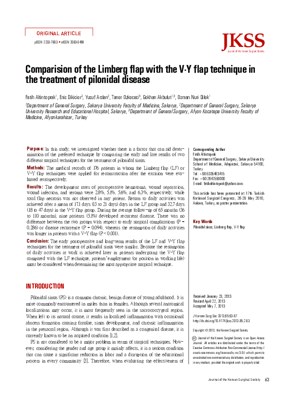 (PDF) Comparision of the Limberg flap with the V-Y flap technique in ...