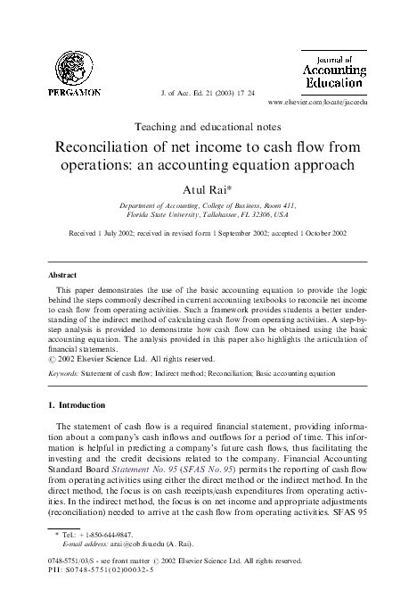 (PDF) Reconciliation of net income to cash flow from operations: an ...