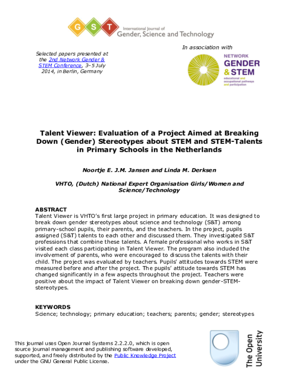 (PDF) Talent viewer: evaluation of a project aimed at breaking down ...