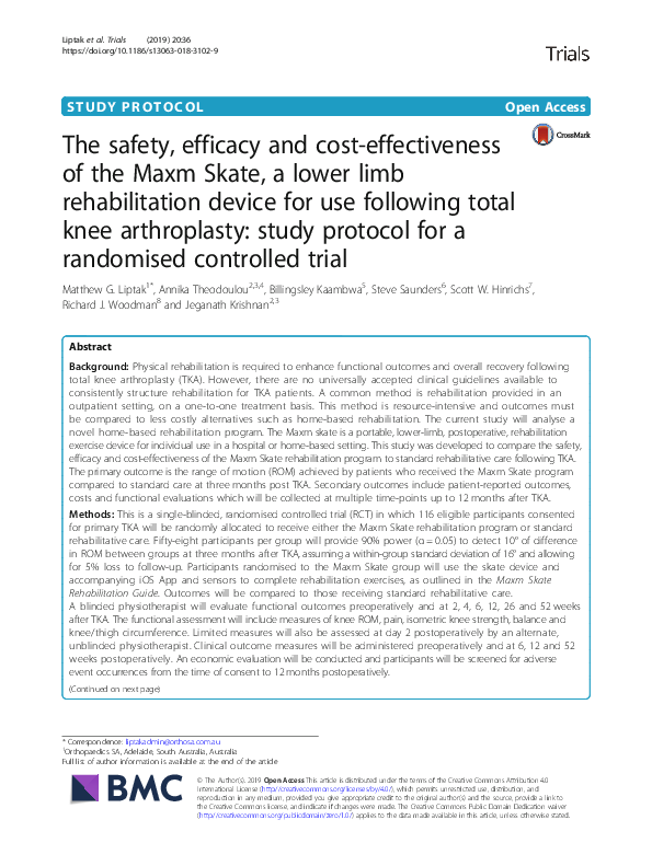 (PDF) The safety, efficacy and cost-effectiveness of the Maxm Skate, a lower limb rehabilitation ...