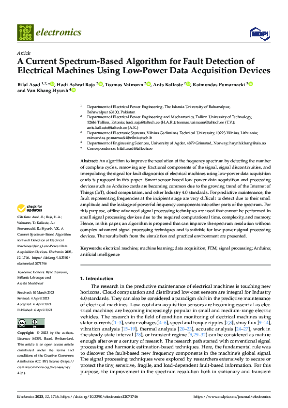 Pdf A Current Spectrum Based Algorithm For Fault Detection Of Electrical Machines Using Low 4272