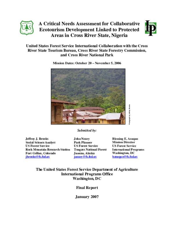 (PDF) A Critical Needs Assessment for Collaborative Ecotourism ...