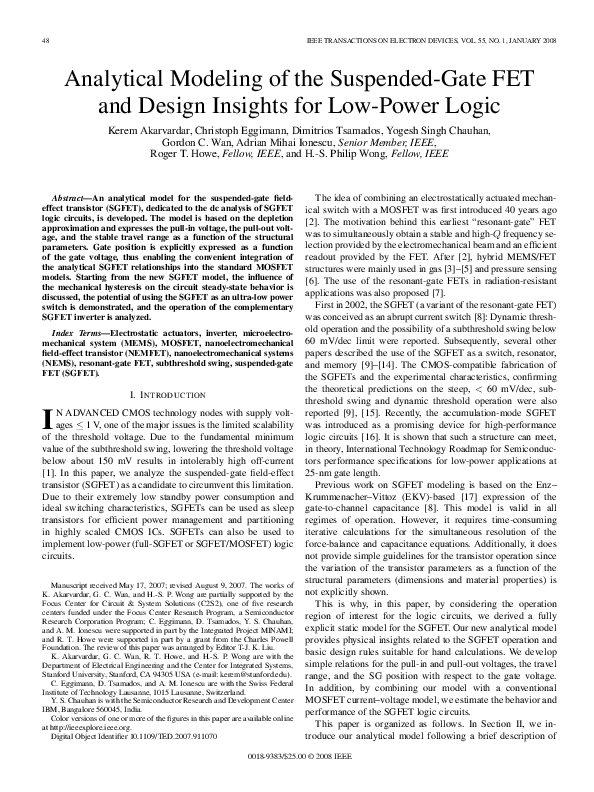 (PDF) Analytical Modeling of the Suspended-Gate FET and Design Insights ...