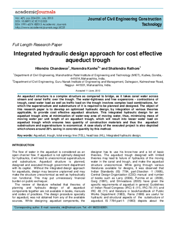 (PDF) Journal of Civil Engineering Construction Technology Integrated ...