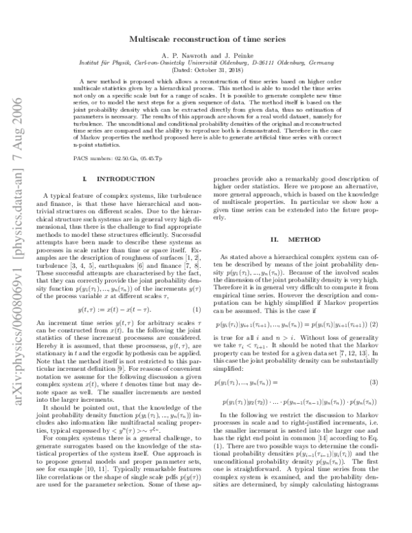 (PDF) Multiscale reconstruction of time series