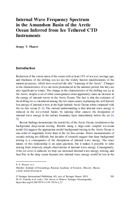 (PDF) Internal Wave Frequency Spectrum in the Amundsen Basin of the ...