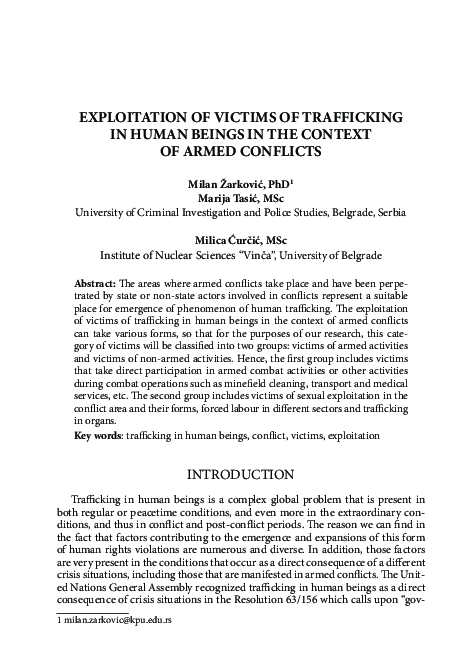 (PDF) EXPLOITATION OF VICTIMS OF TRAFFICKING IN HUMAN BEINGS IN THE ...