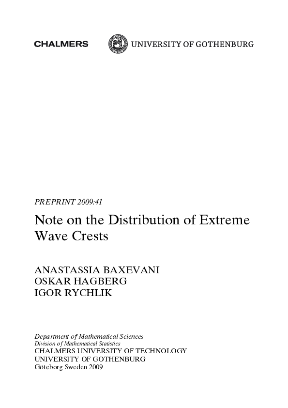 Note on the Distribution of Extreme Wave Crests