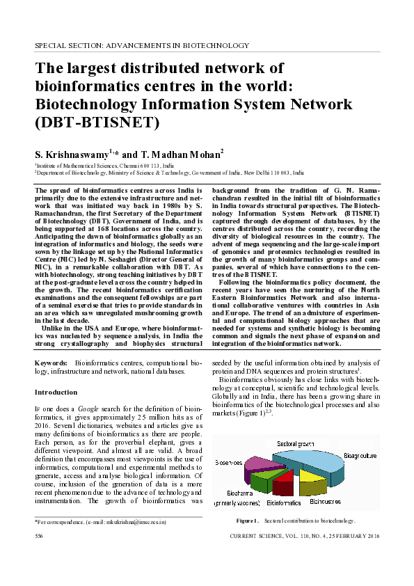 (PDF) The Largest Distributed Network of Bioinformatics Centres in the ...