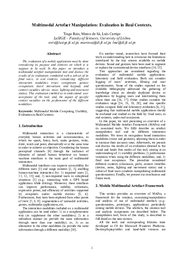 (PDF) Multimodal artefact manipulation: Evaluation in real contexts