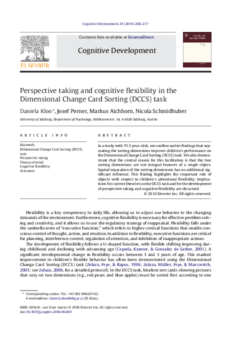 (PDF) Perspective taking and cognitive flexibility in the Dimensional Change Card Sorting (DCCS ...