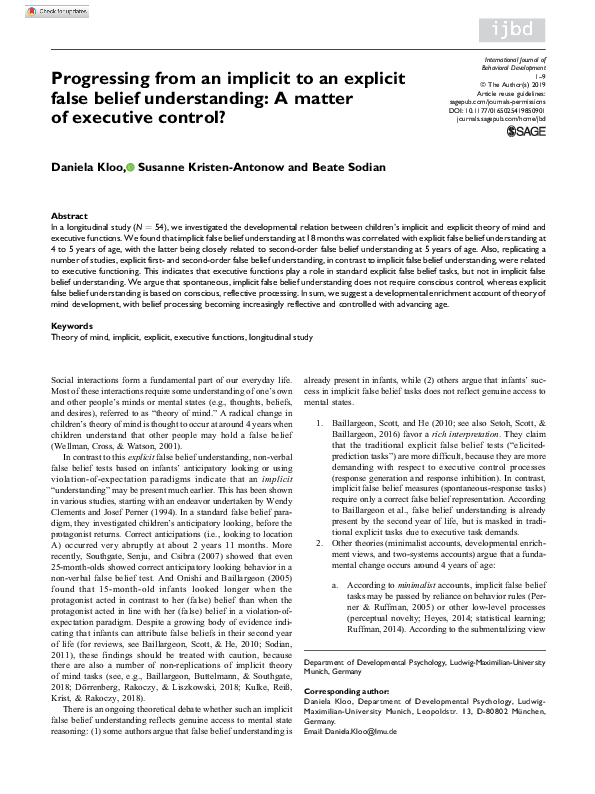 (PDF) Progressing from an implicit to an explicit false belief understanding: A matter of ...