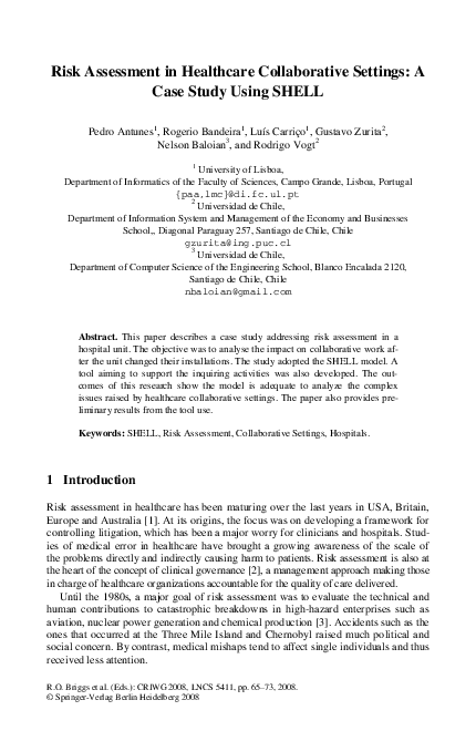 (PDF) Risk assessment in healthcare collaborative settings: A case ...