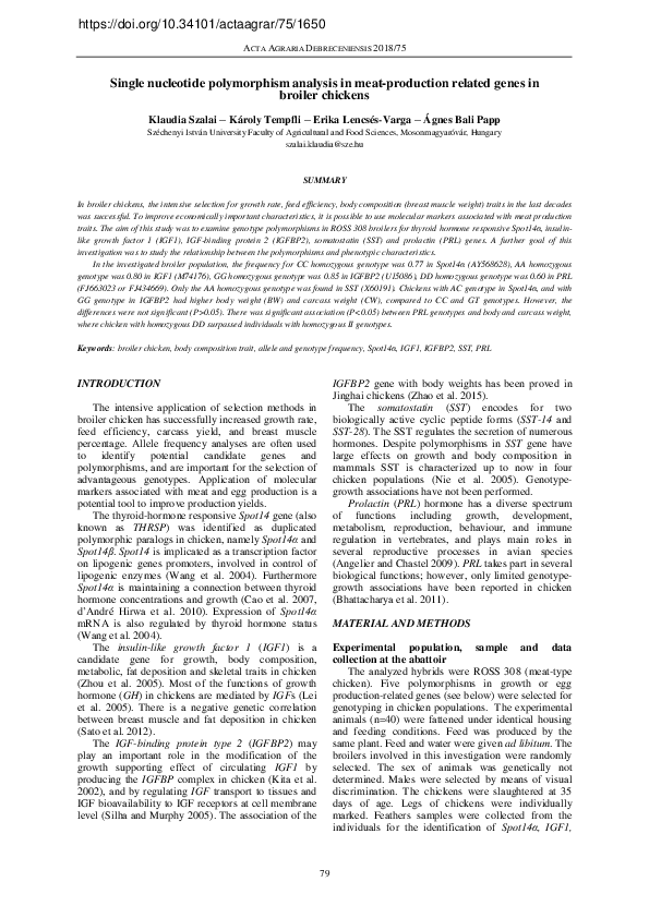 Pdf Single Nucleotide Polymorphism Analysis In Meat Production