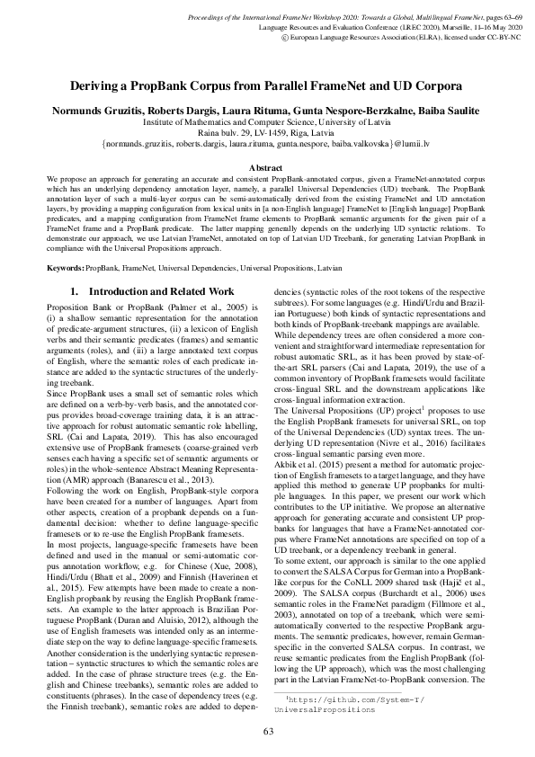 (PDF) Deriving a PropBank Corpus from Parallel FrameNet and UD Corpora ...