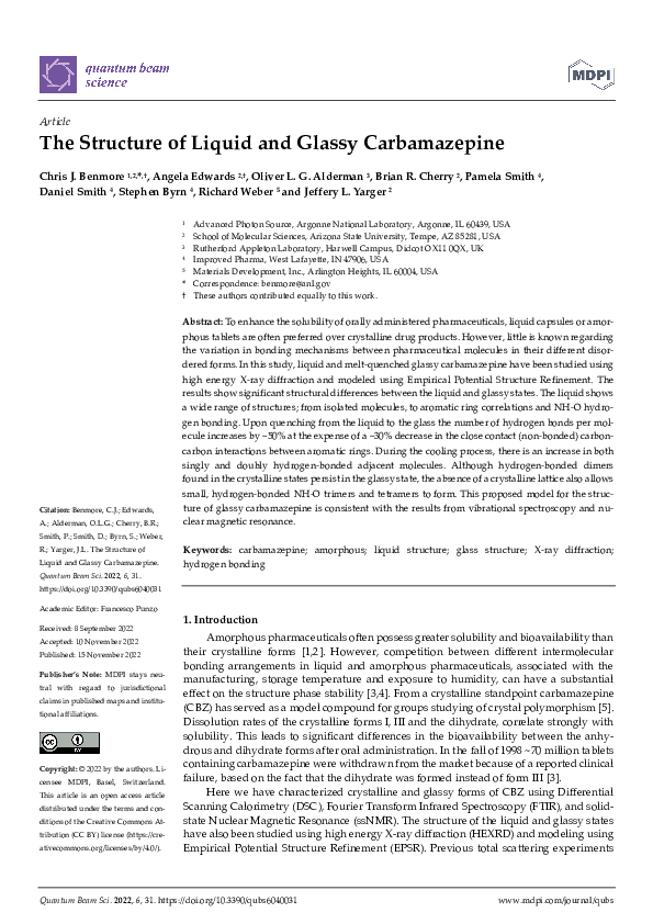 (PDF) The Structure of Liquid and Glassy Carbamazepine