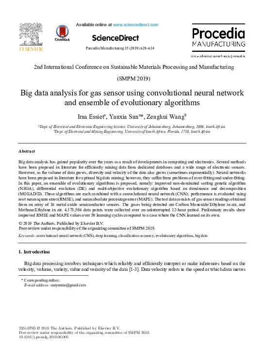 (PDF) Big data analysis for gas sensor using convolutional neural network and ensemble of ...