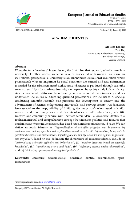 (PDF) Academic identity