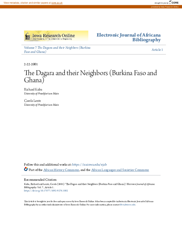(PDF) The Dagara and their Neighbors (Burkina Faso and Ghana) | Richard ...