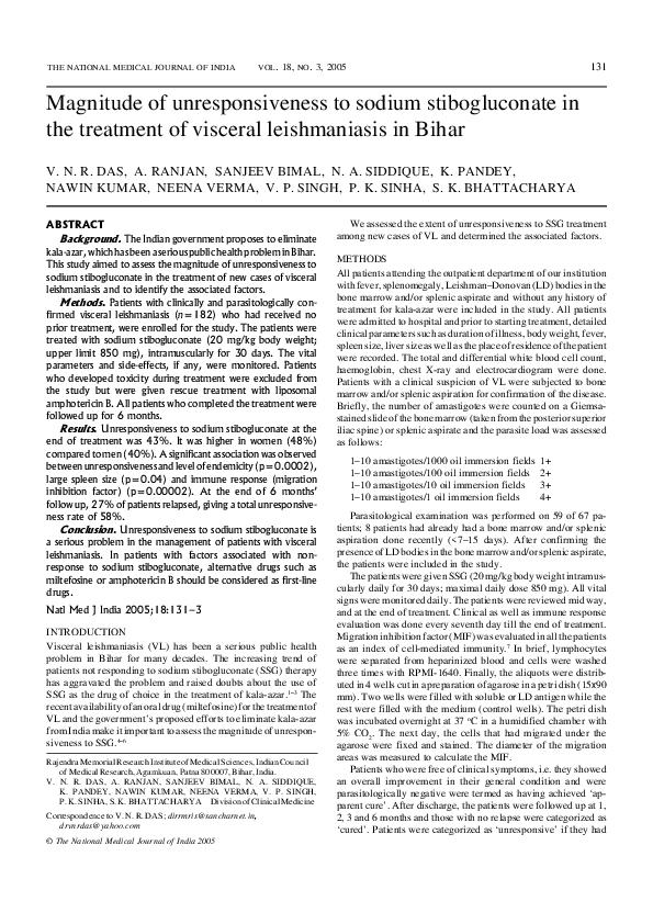 (PDF) Magnitude of unresponsiveness to sodium stibogluconate in the ...