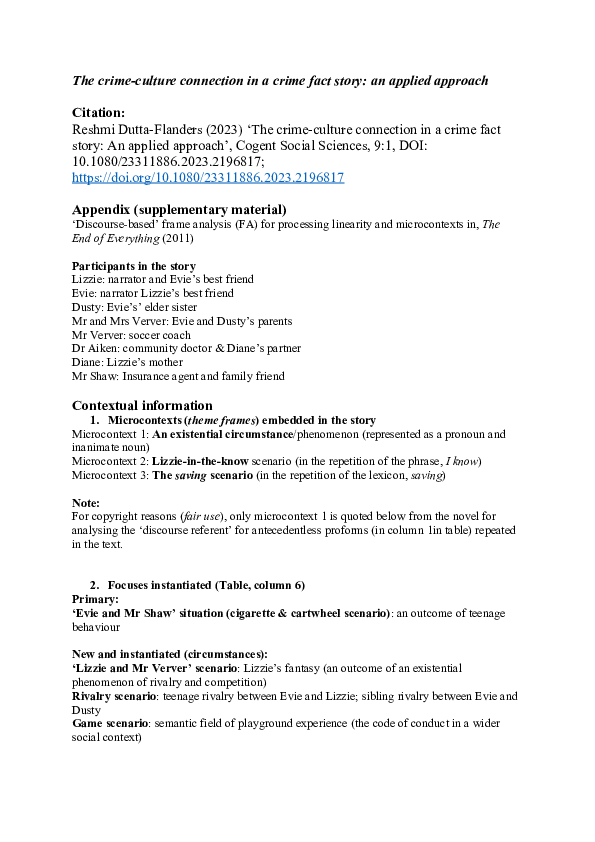 (DOC) The crime-culture connection in a crime fact story: an applied ...