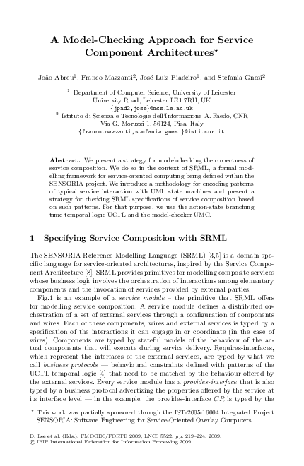(PDF) A Model-Checking Approach for Service Component Architectures