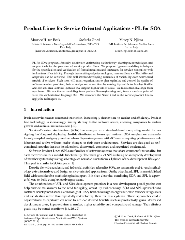 (PDF) Product Lines for Service Oriented Applications - PL for SOA