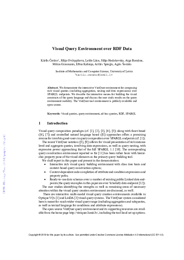 (PDF) Visual Query Environment over RDF Data