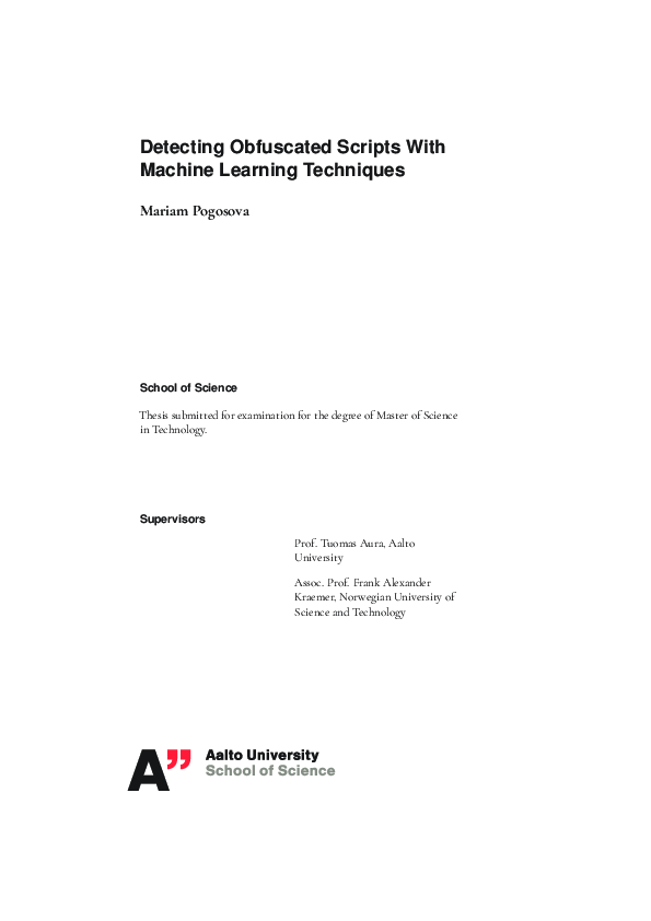 (PDF) Detecting Obfuscated Scripts With Machine Learning Techniques