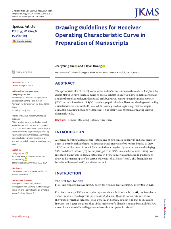 (PDF) Drawing Guidelines for Receiver Operating Characteristic Curve in ...